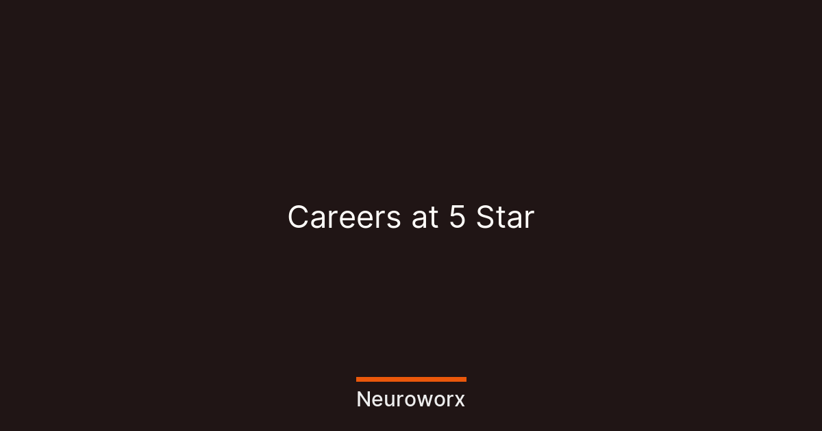 Careers at 5 Star