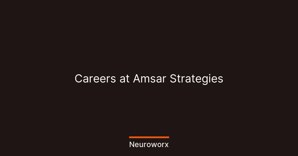 Careers at Amsar Strategies